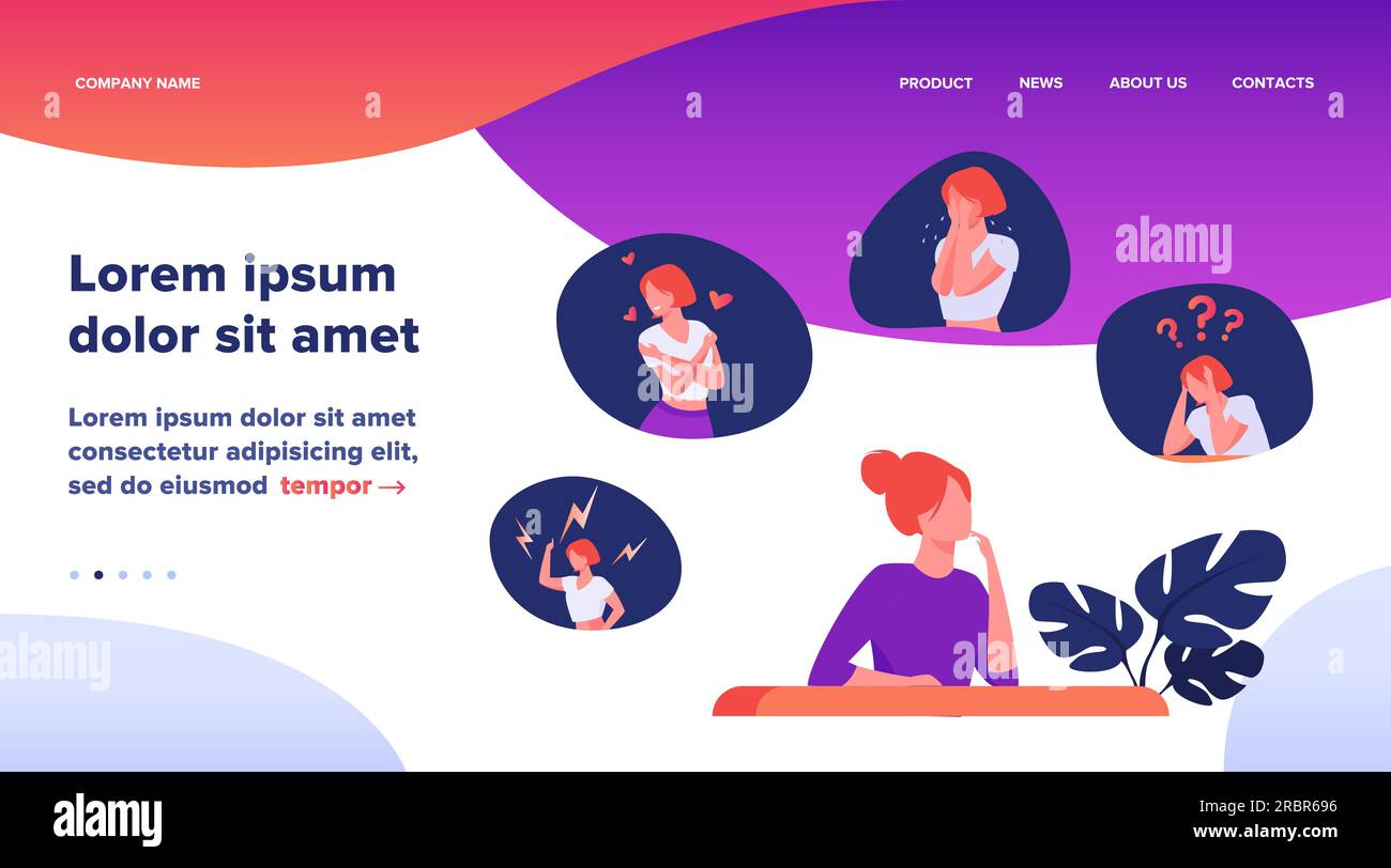 Woman expressing strong various feelings and emotions Stock Vector ...