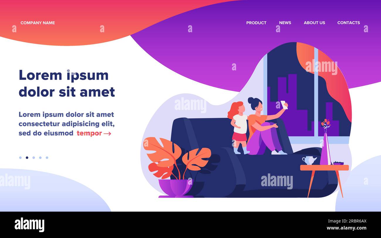 Mother daughter smartphone home Stock Vector Images - Alamy