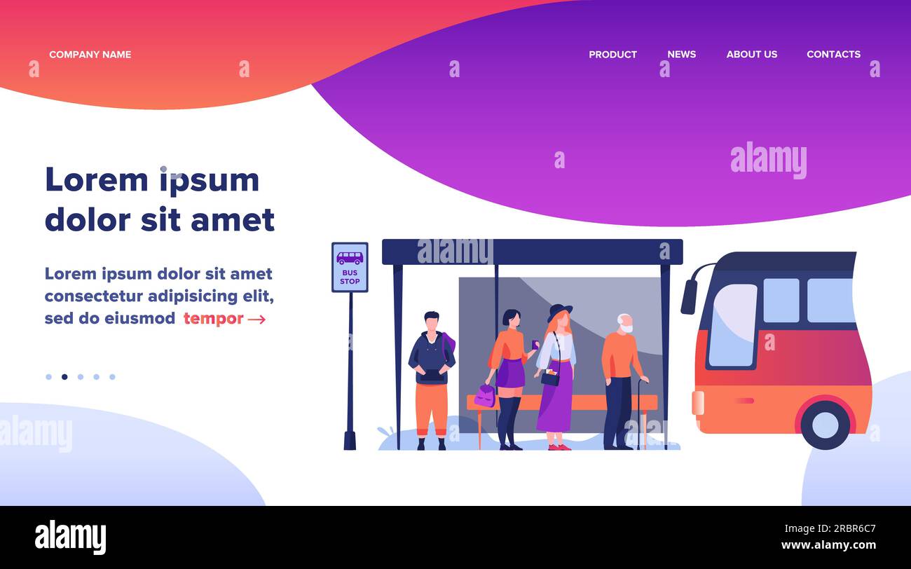 Passengers waiting for public transport at bus stop Stock Vector Image ...