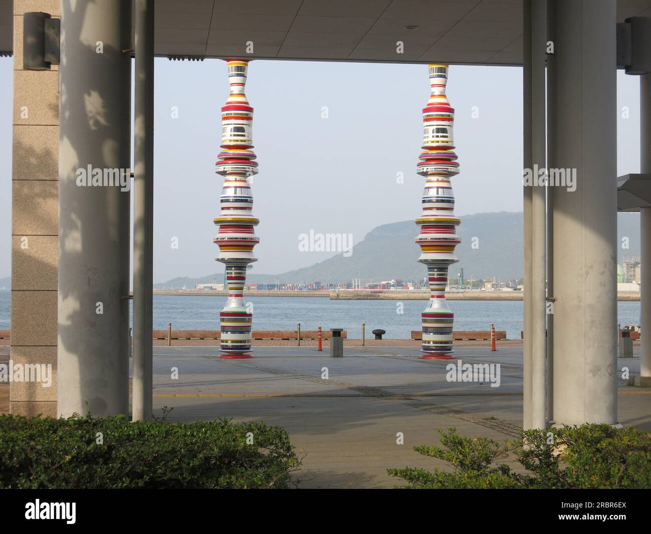 Landmark art installation, Liminal Air - Core, at the port of Takamatsu ...