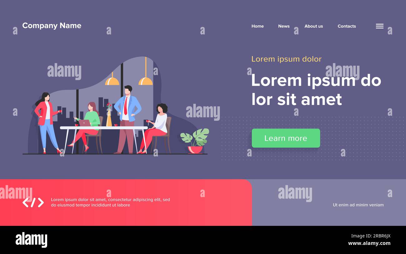 Employees meeting in office kitchen and drinking coffee Stock Vector ...