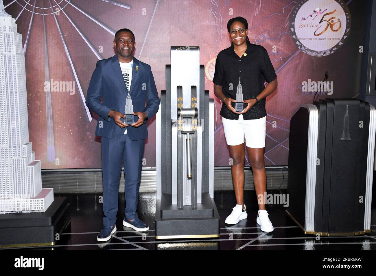 New York, USA. 10th July, 2023. Consul General Leroy F. Major and WNBA ...