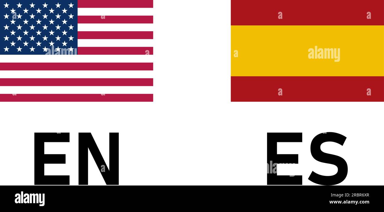 Flag Icon Pair including USA and Spain Flags for English and Spanish ...