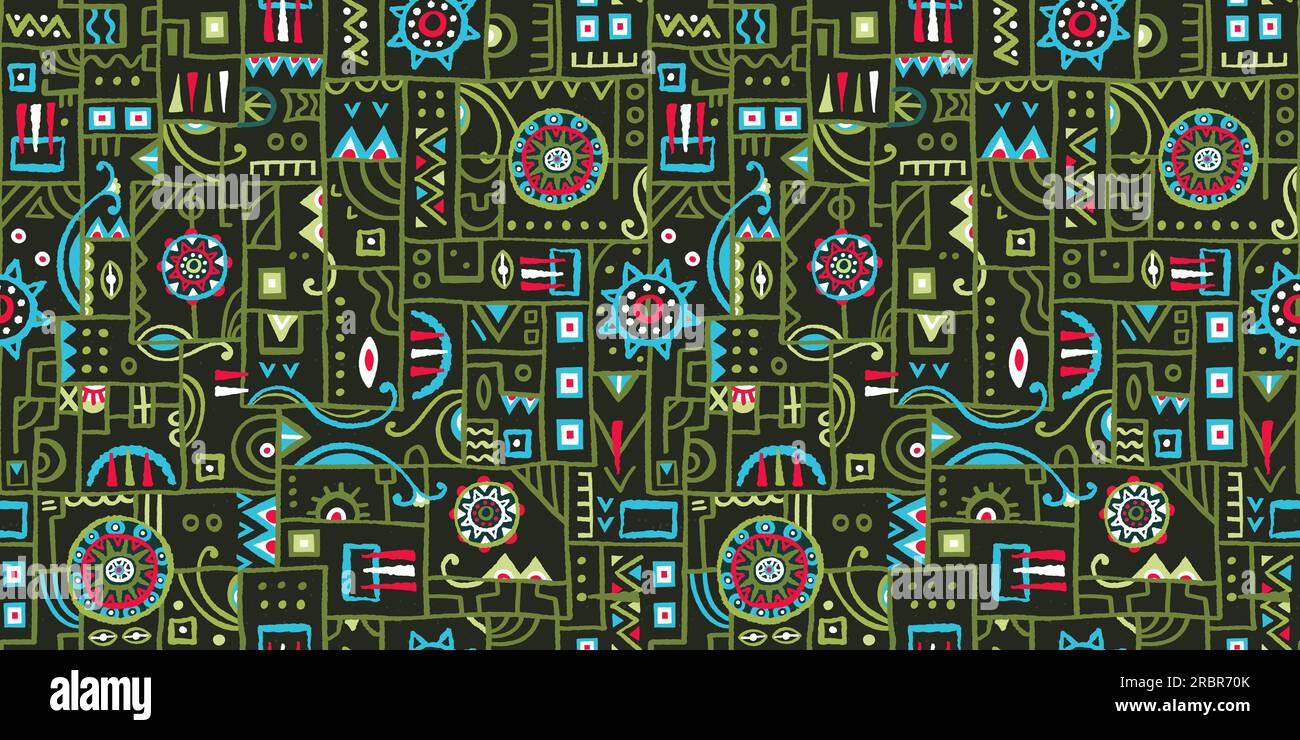 Hand drawn abstract seamless pattern, ethnic background, simple style ...