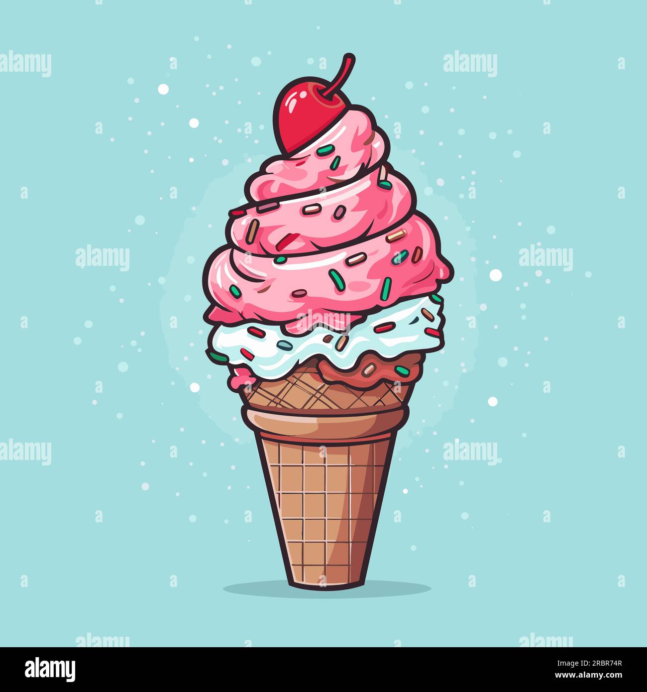 Ice Cream Ice Cream Hand Drawn Comic Illustration Vector Doodle Style