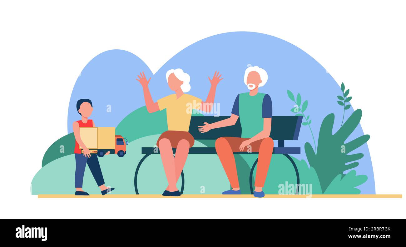 Senior couple looking after grandson outdoors Stock Vector Image & Art ...