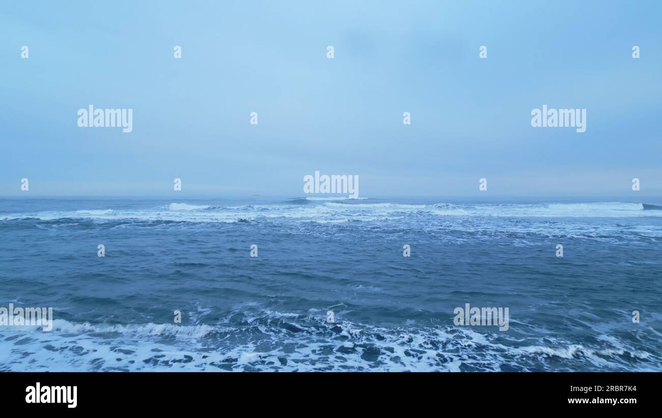 Icelandic scenery black sand beach with ocean coastline, beautiful ...