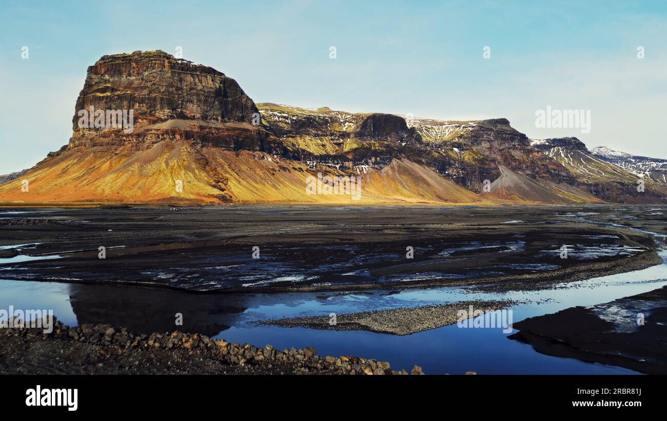 Aerial view of massive mountain range on icelandic landscape, beautiful ...