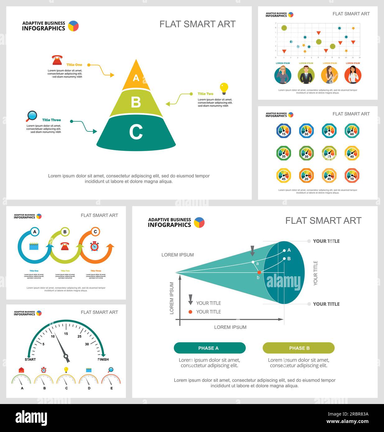 Colorful planning or strategy concept infographic charts set Stock ...