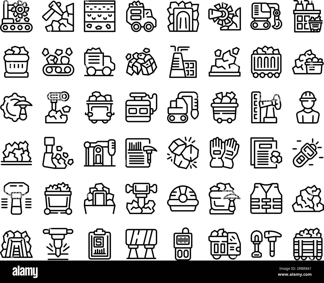 Coal mining icons set outline vector. Industry mine. Factory plant ...