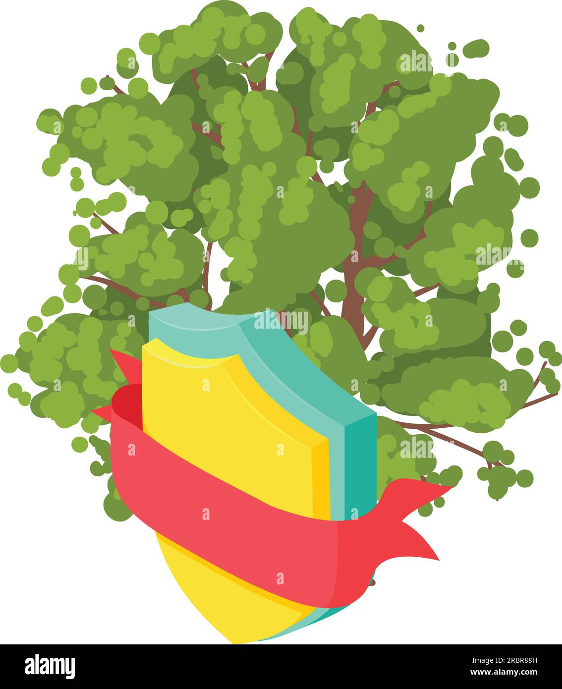 French shield icon isometric vector. Classic french shield on tree ...