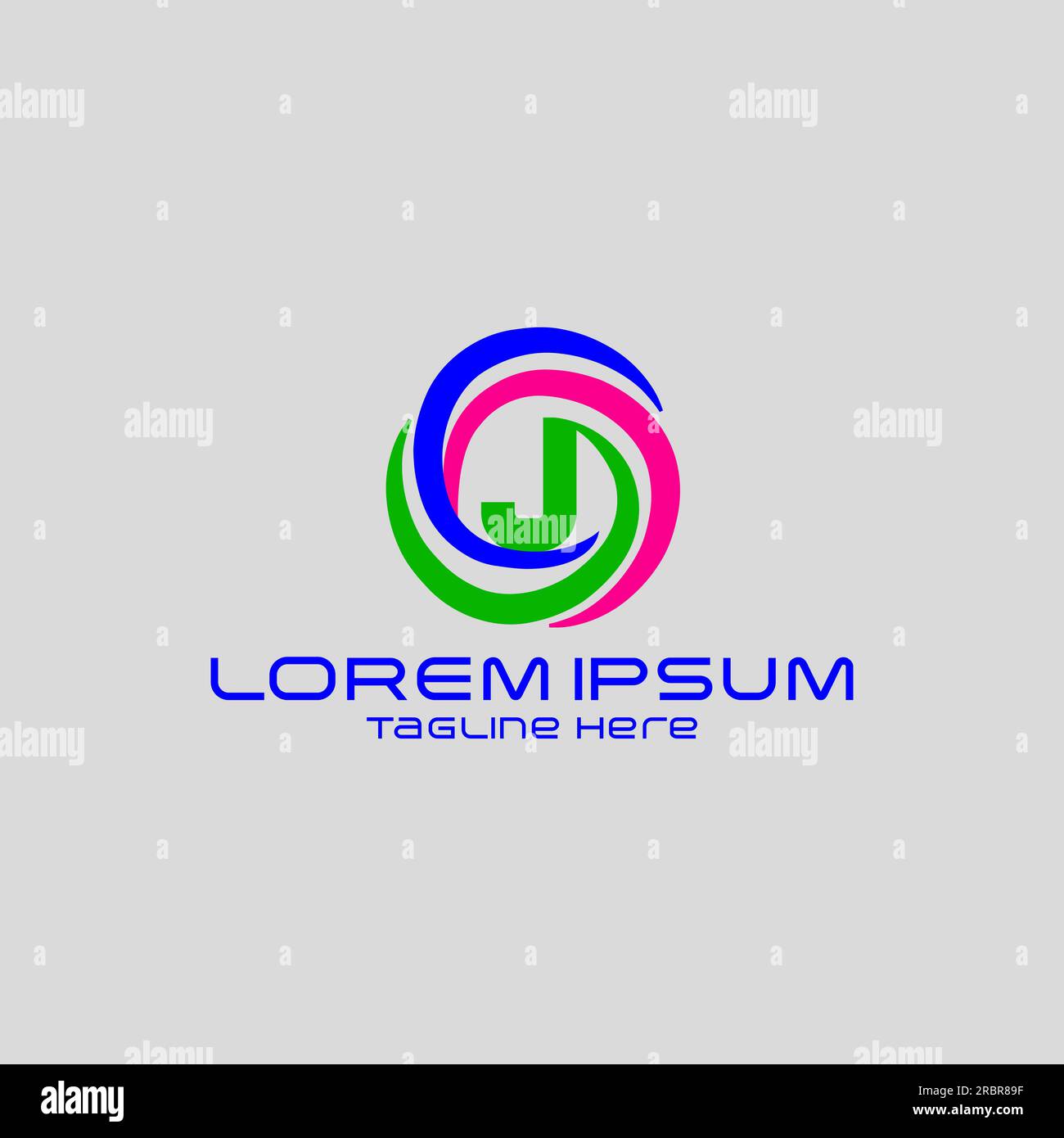 J letter logo inside swirling loop circle. Negative space style icon ...