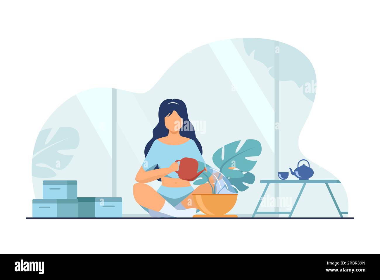 Woman sitting on flat Stock Vector Images - Alamy