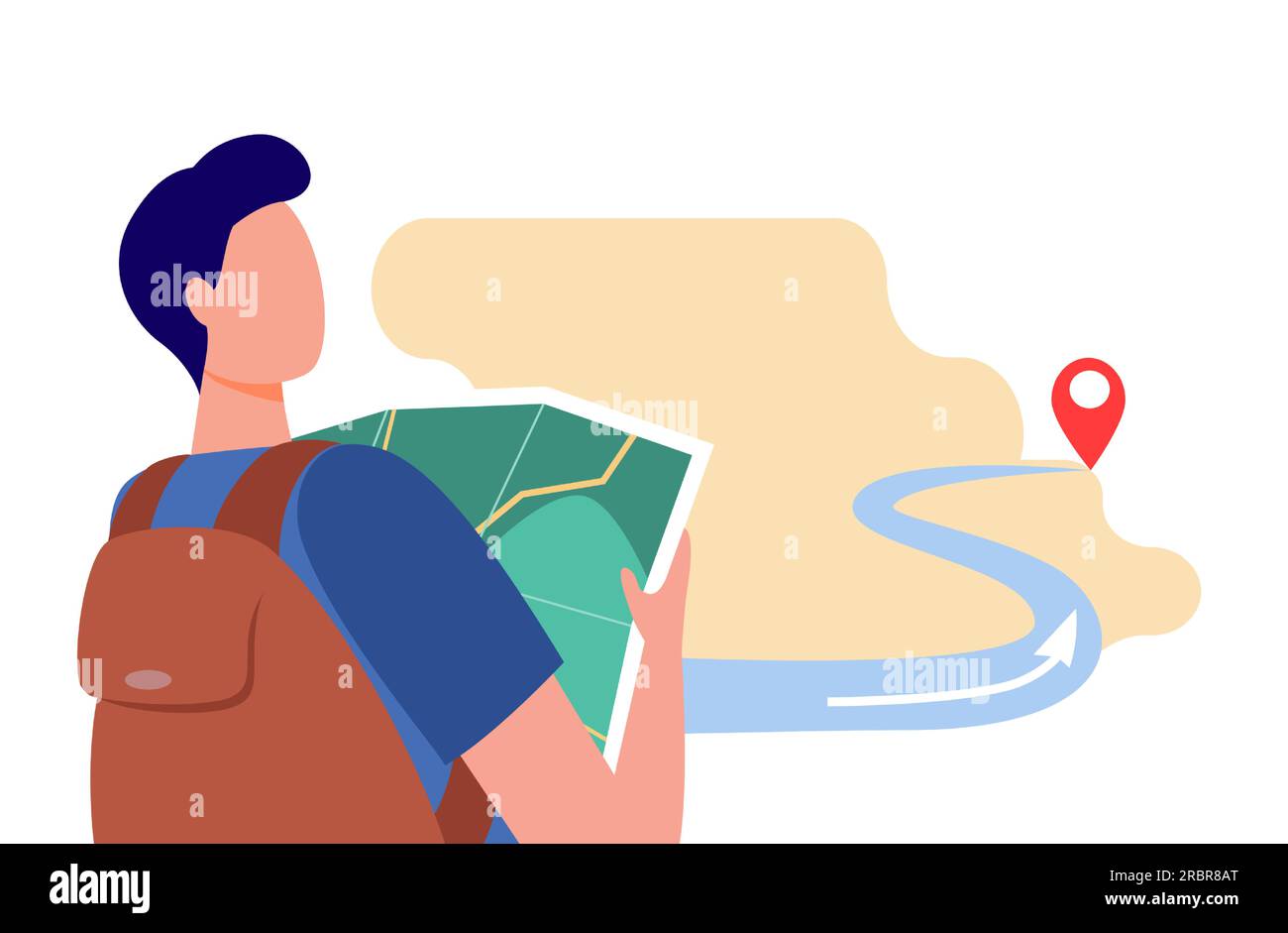 Man looking for route on map Stock Vector Image & Art - Alamy