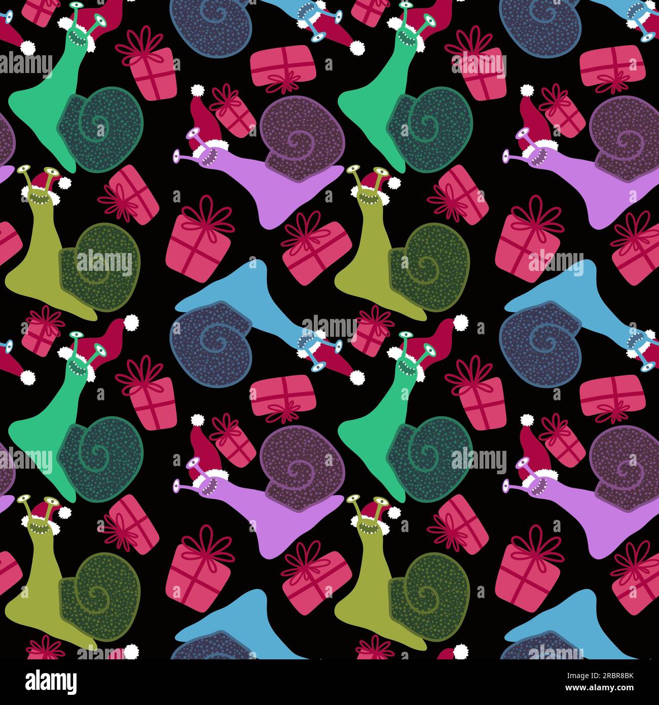 Cartoon animals Christmas seamless snails pattern for fabrics and ...