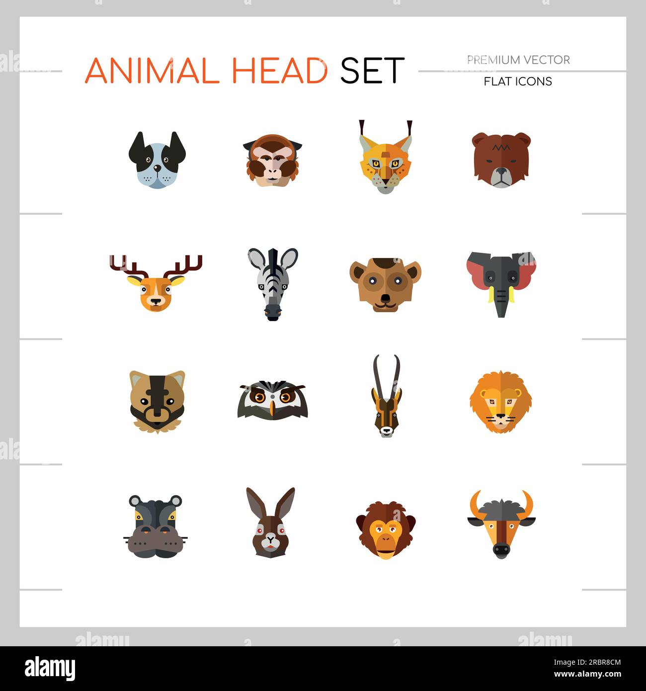 Animal head icons set Stock Vector Image & Art - Alamy