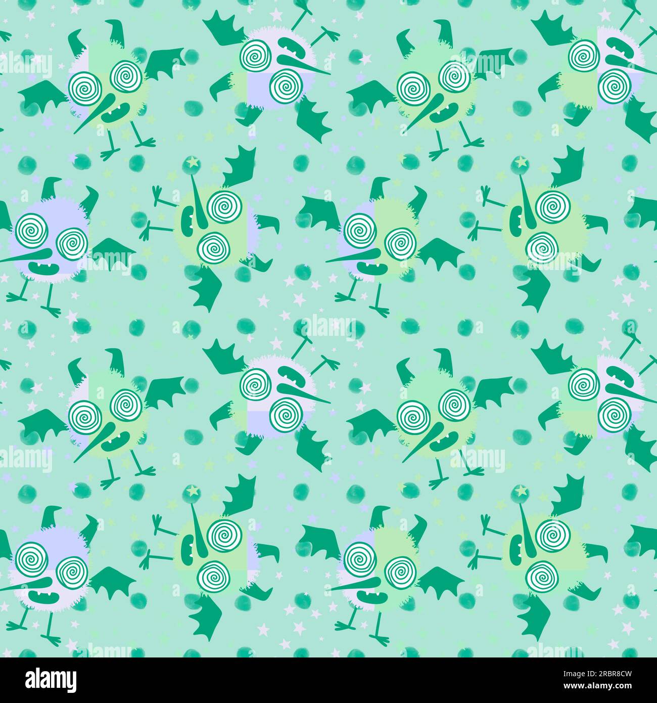 Halloween monsters birds seamless cartoon cute vampire pattern for ...