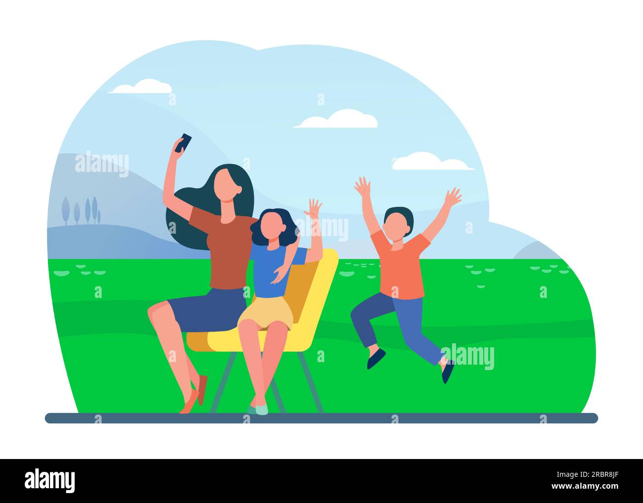 Woman selfie nature in Stock Vector Images - Alamy