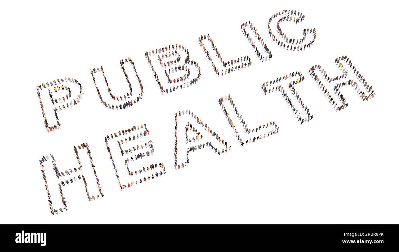 Conceptual large community of people forming the PUBLIC HEALTH message ...