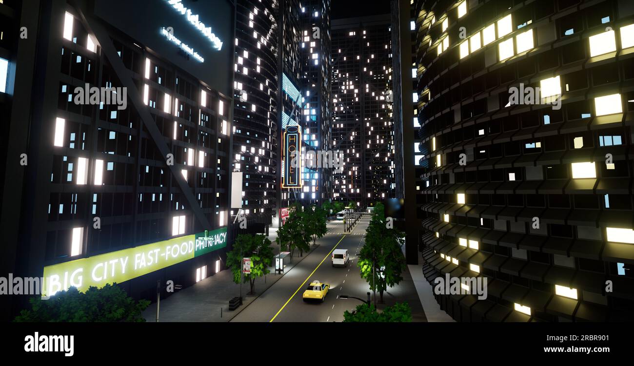 Urban business district with offices, modern city metropolis with ...