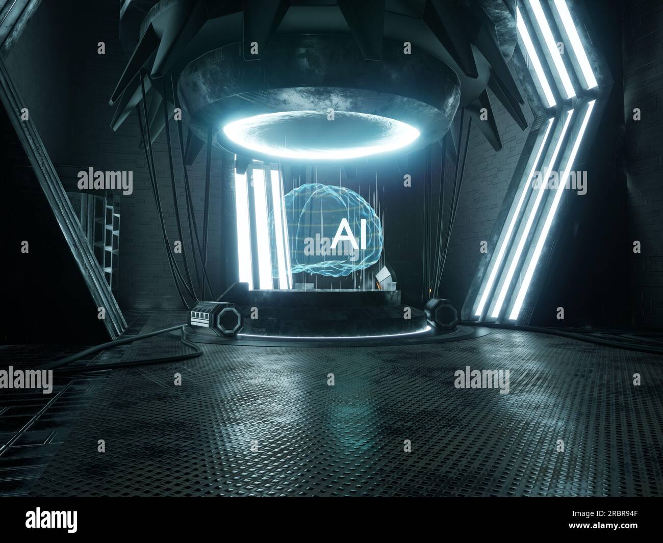 Artificial intelligence progress, futuristic concept brain in the coding process, neural network ...