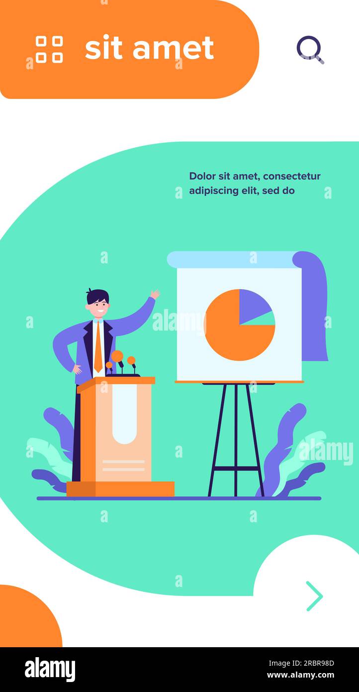 Happy speaker presenting report Stock Vector Image & Art - Alamy