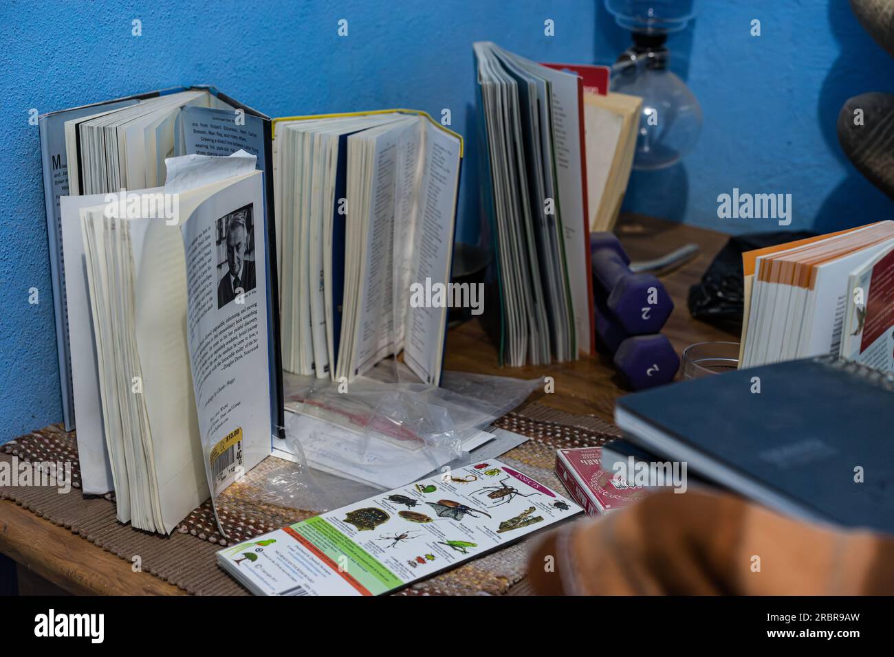 Books and other paper items drying after a rare hail storm broke ...