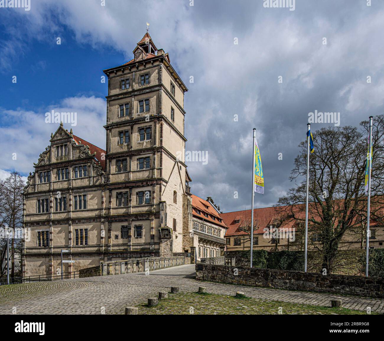 Brake Castle, Weser Renaissance moated castle on the Bega, Lemgo, North ...