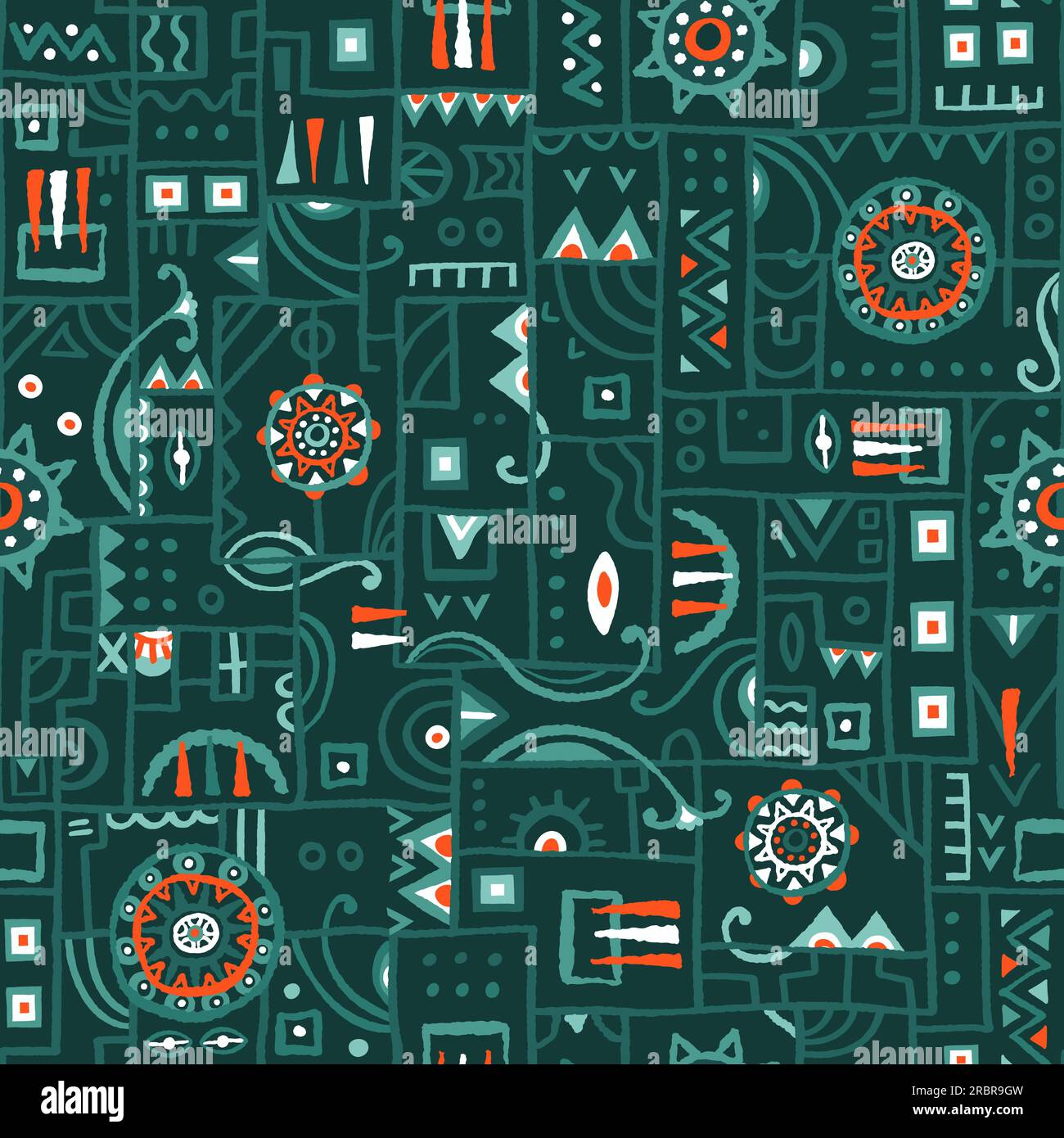 Hand drawn abstract seamless pattern, ethnic background, simple style ...