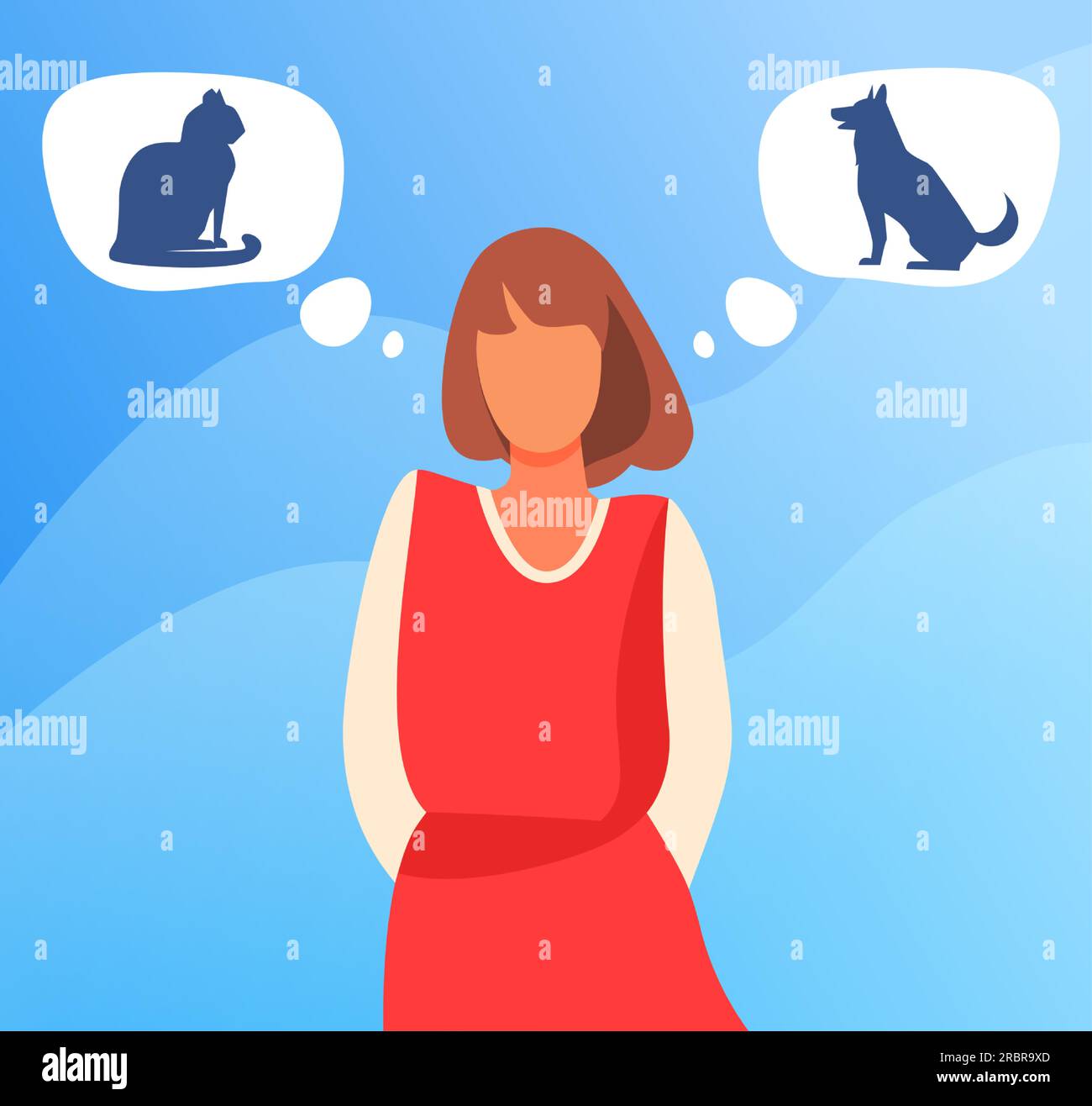 Woman choosing between cat and dog adoption Stock Vector Image & Art ...
