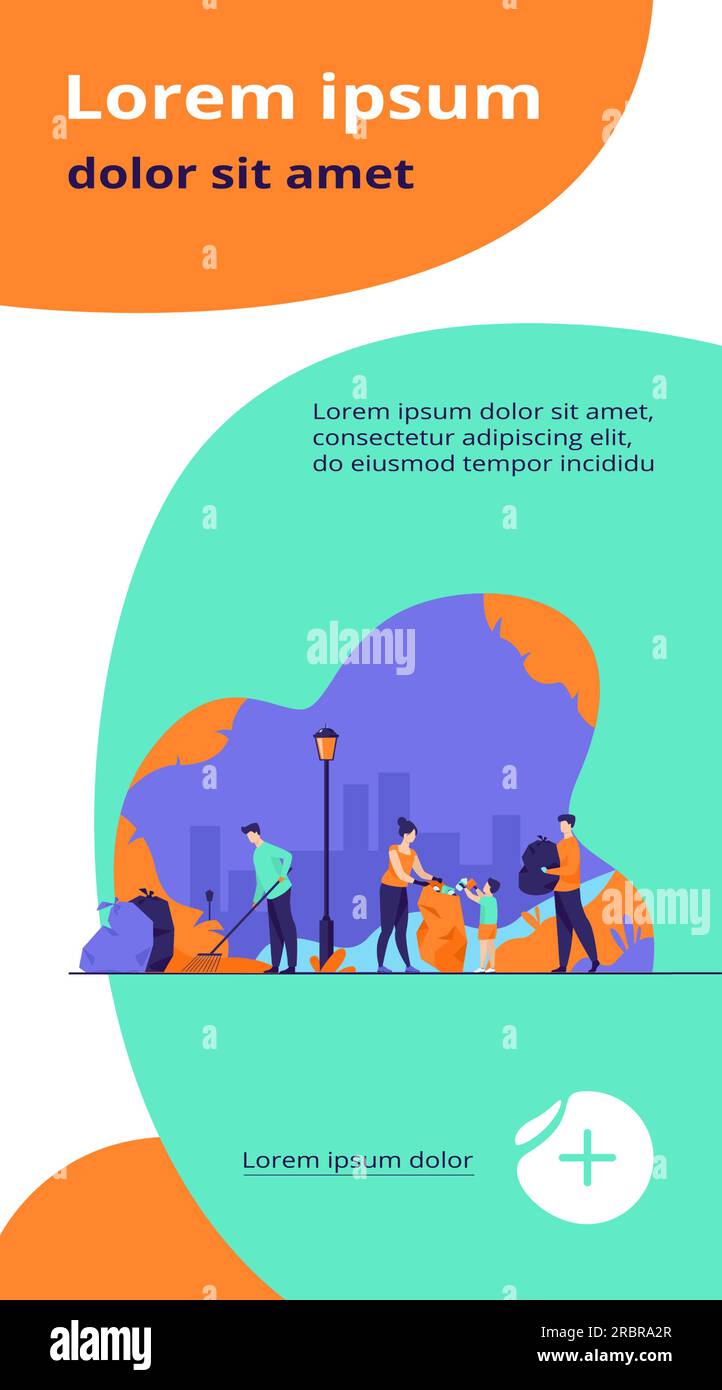 Volunteers community cleaning garbage flat vector illustration Stock ...