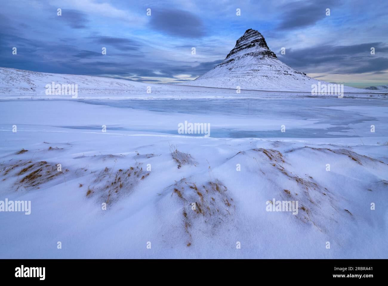 Mount Kirjufell in a wintry setting in Iceland, Iceland Stock Photo - Alamy