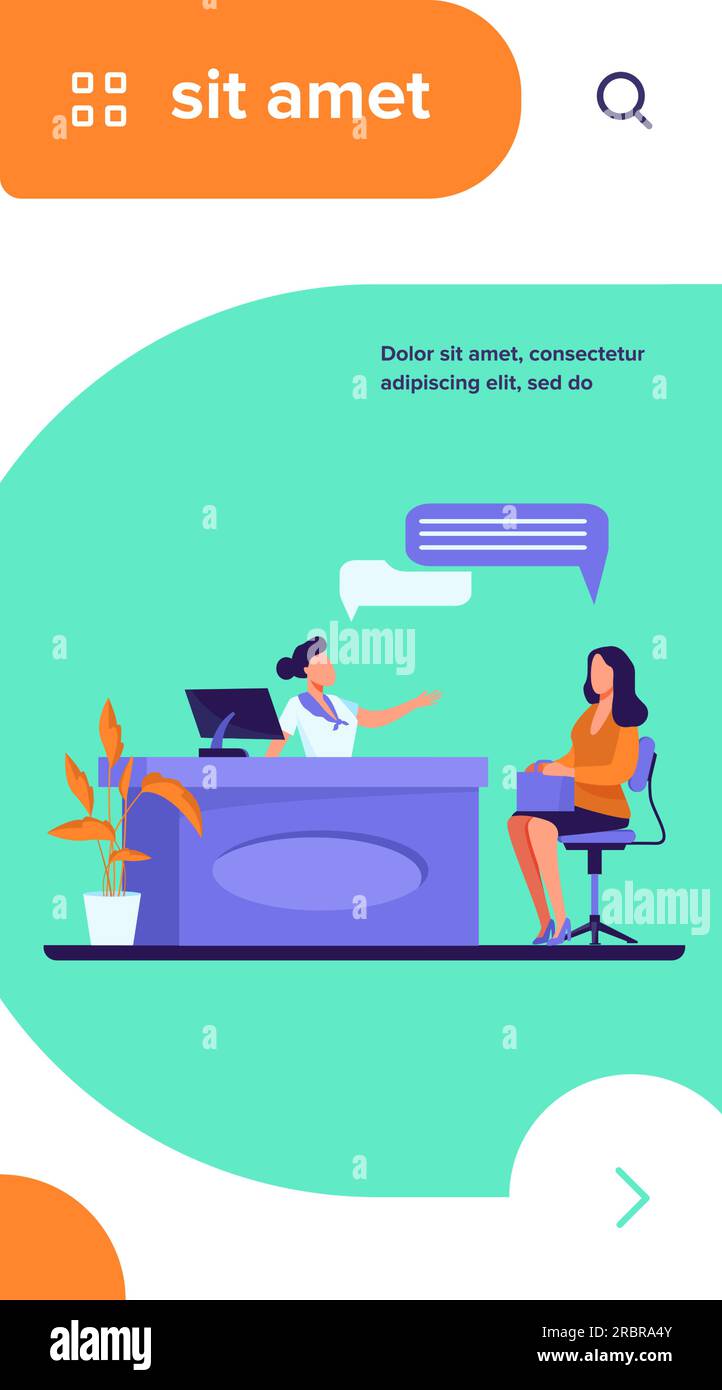 Customer and manager talking at reception desk Stock Vector Image & Art ...