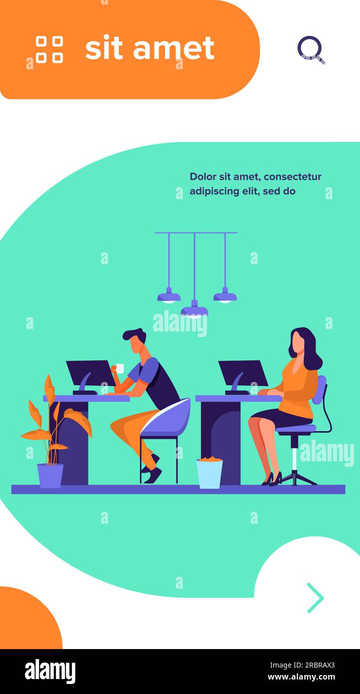 Business people using computers at desk Stock Vector Images - Alamy