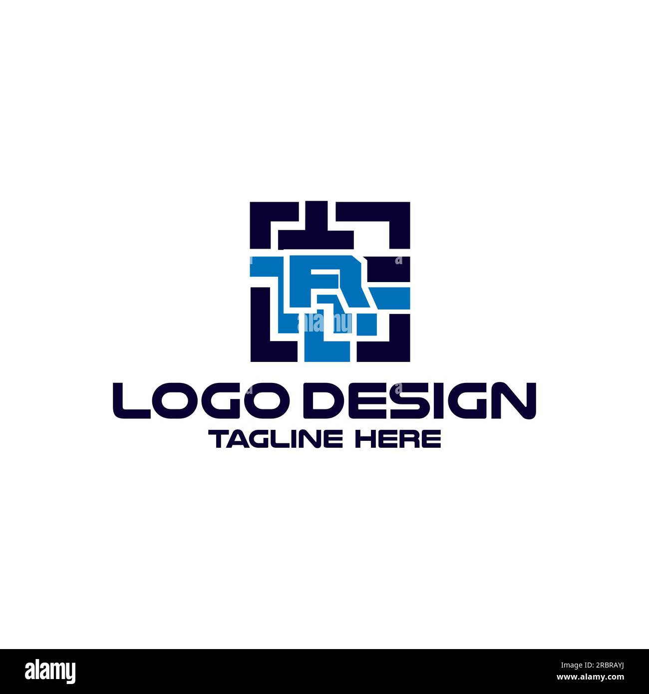 initial letter R blended with Modern brick logo Stock Vector Image ...