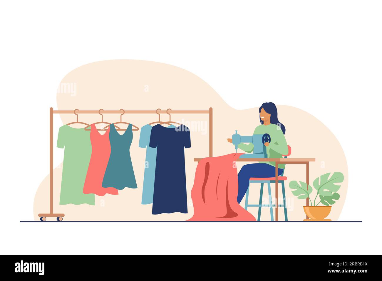 Sewing new clothes Stock Vector Images - Alamy