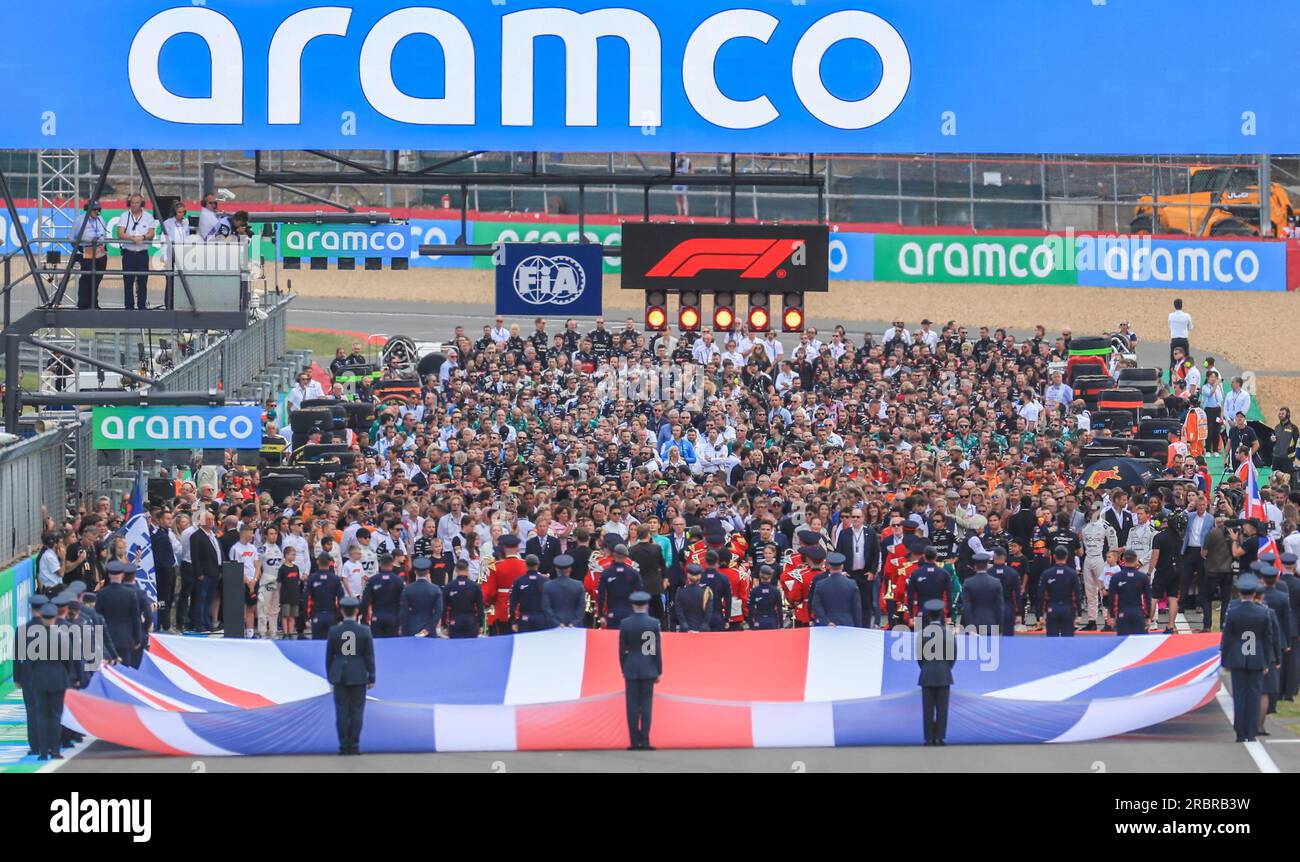 National Anthem before race start Brad Pitt Damson Idris during the ...