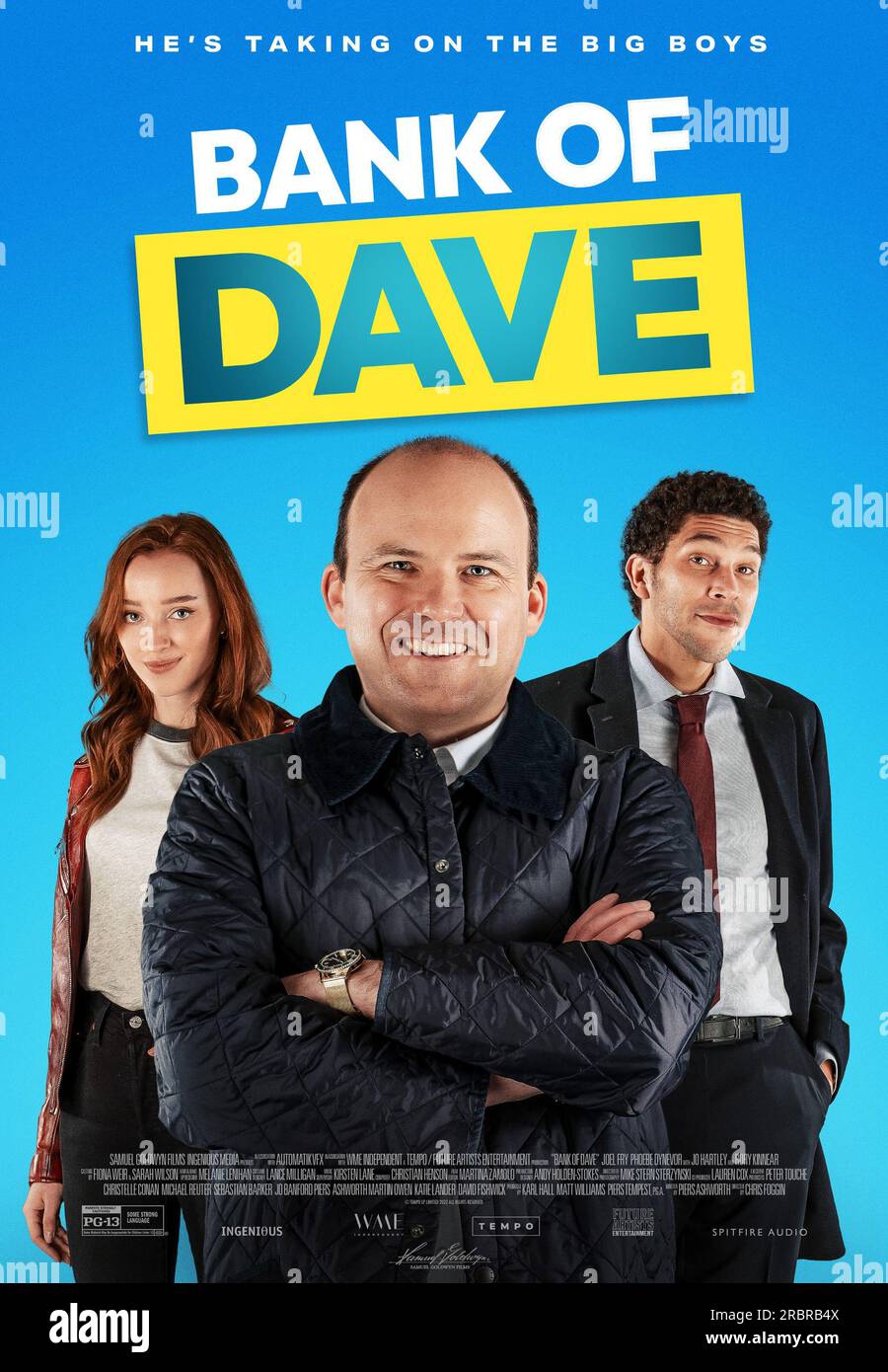 BANK OF DAVE, US poster, from left: Phoebe Dynevor, Rory Kinnear, Joel ...