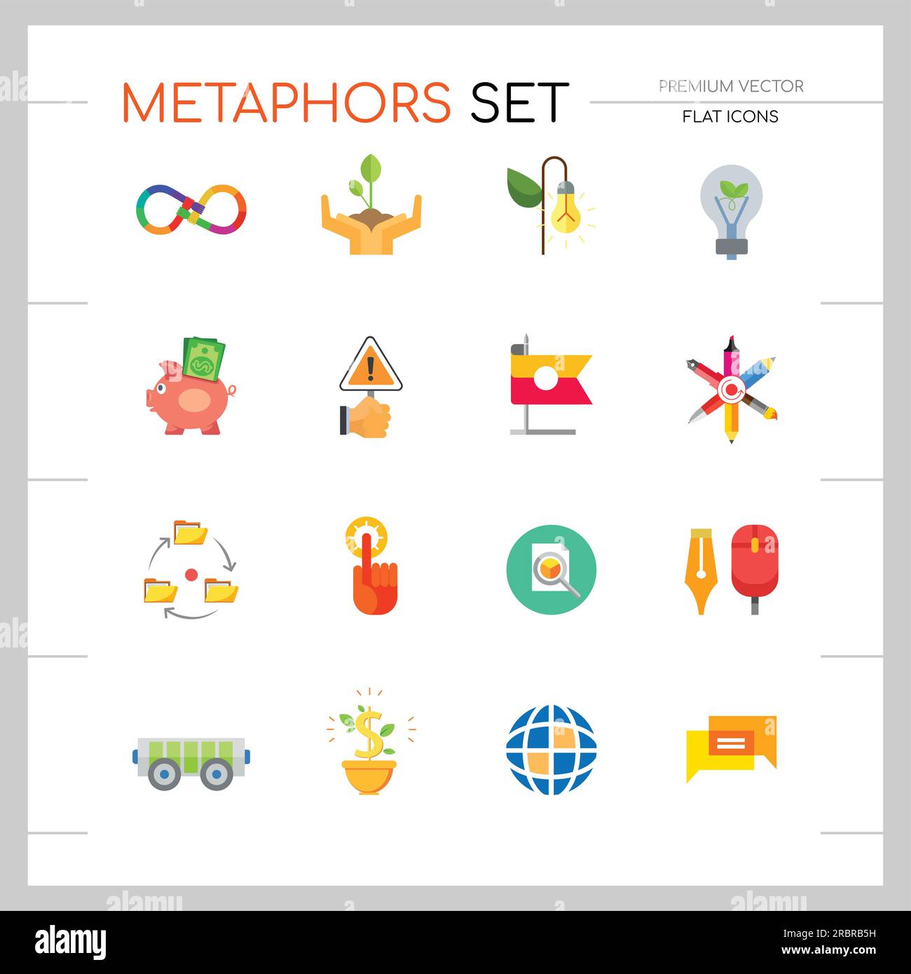 Metaphors flat icons set Stock Vector Image & Art - Alamy