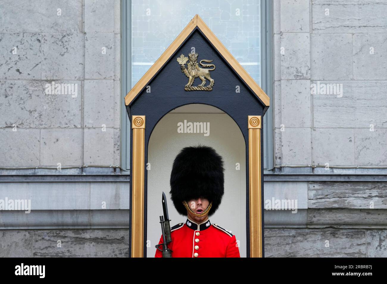 Ceremonial Guard Cpl. Yeomans of the Canadian Grenadier Guards (CGG) regiment performs his ...