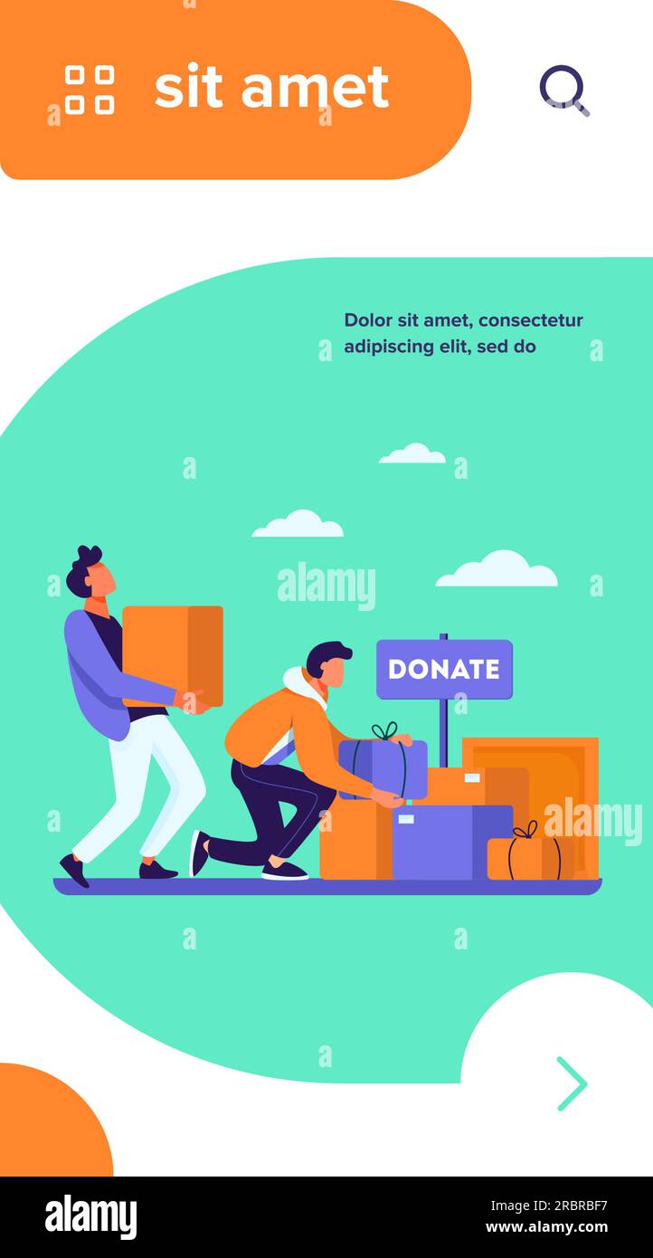 Volunteers donating stuff in boxes for poor people Stock Vector Image ...