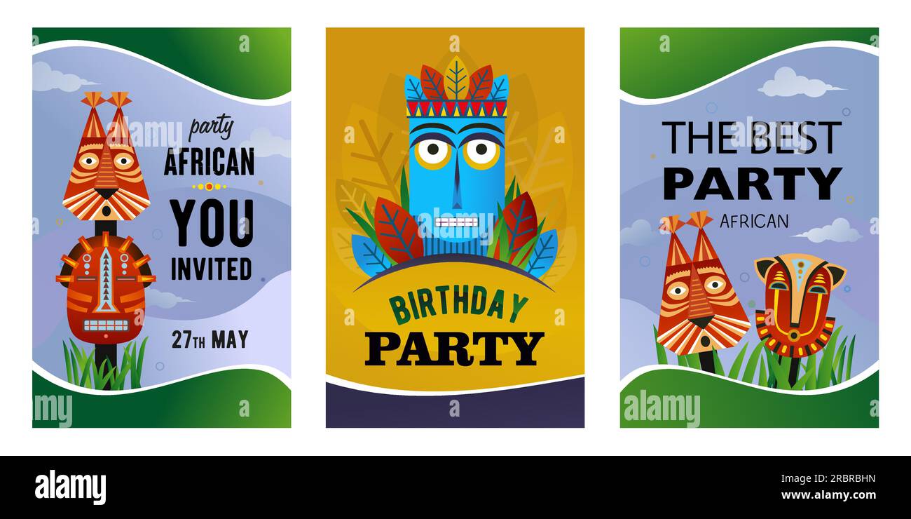 African party invitation cards set Stock Vector Image & Art - Alamy