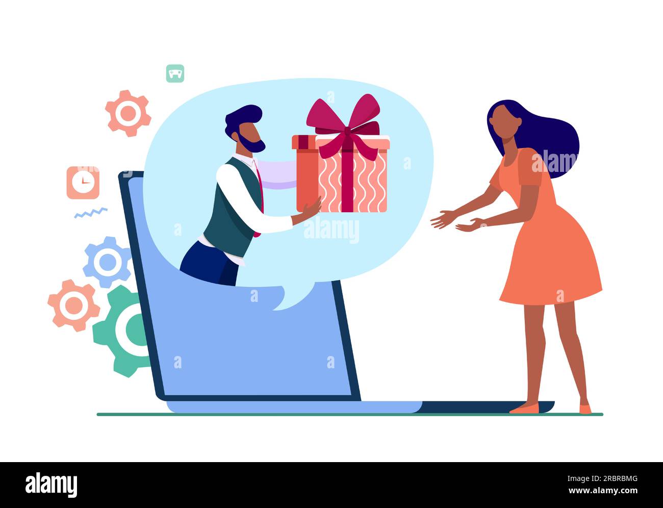 Female getting present Stock Vector Images - Alamy
