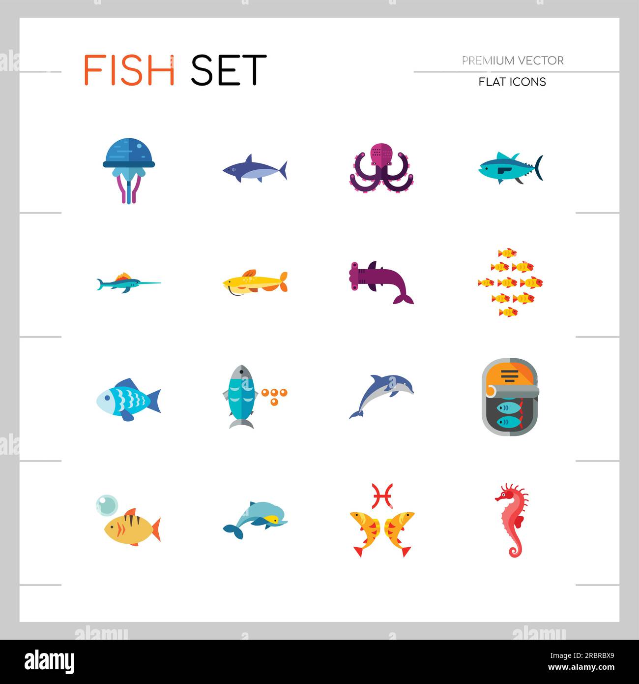 Fish Icon Set Stock Vector Image & Art - Alamy
