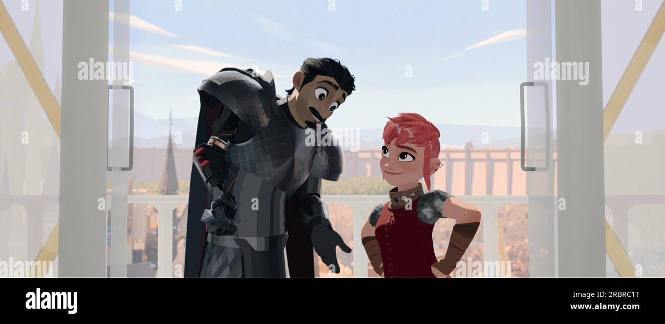 NIMONA, from left: Ballister Boldheart (voice: Riz Ahmed), Nimona ...