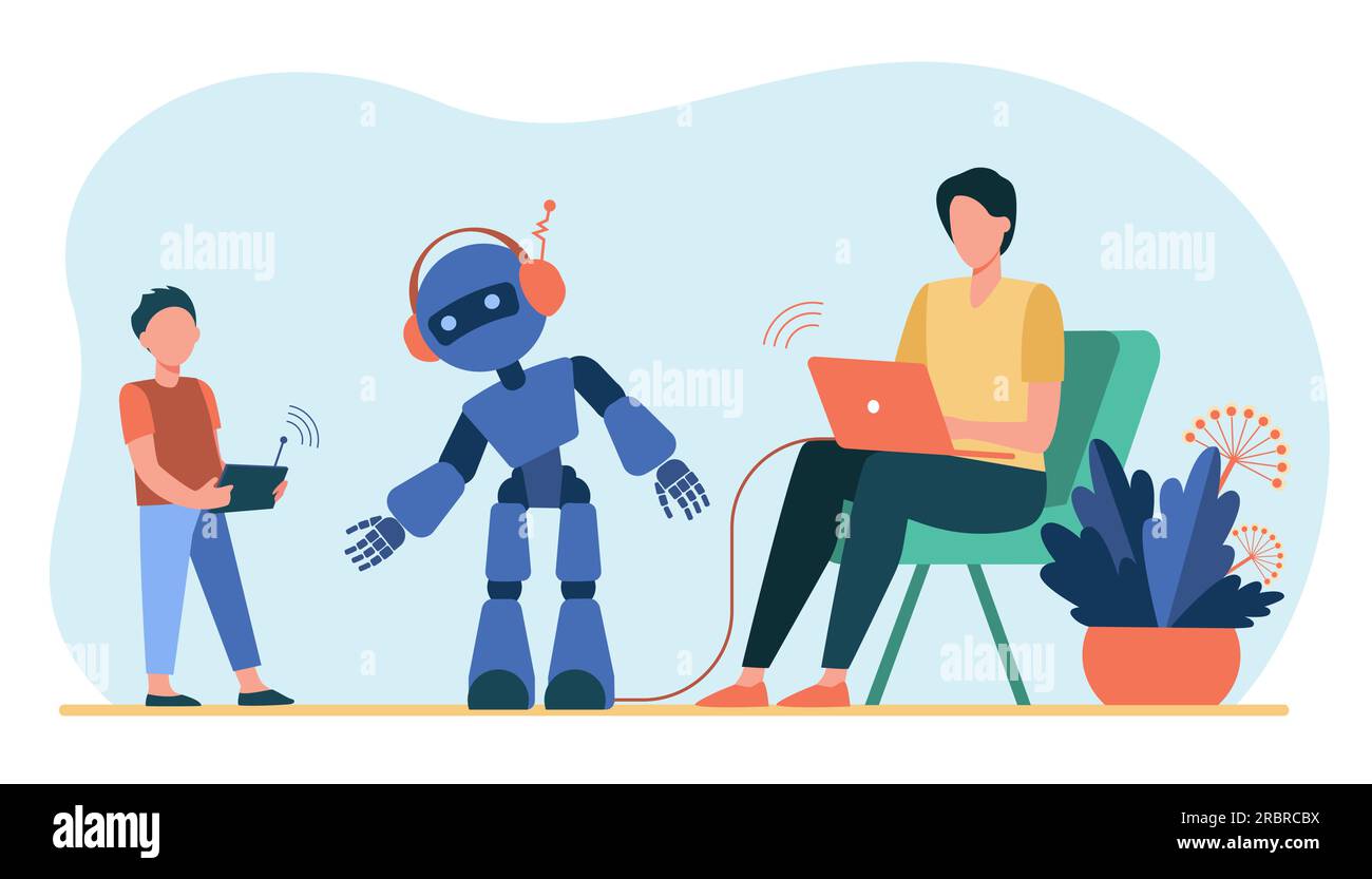 Father son laptop cartoon Stock Vector Images - Alamy