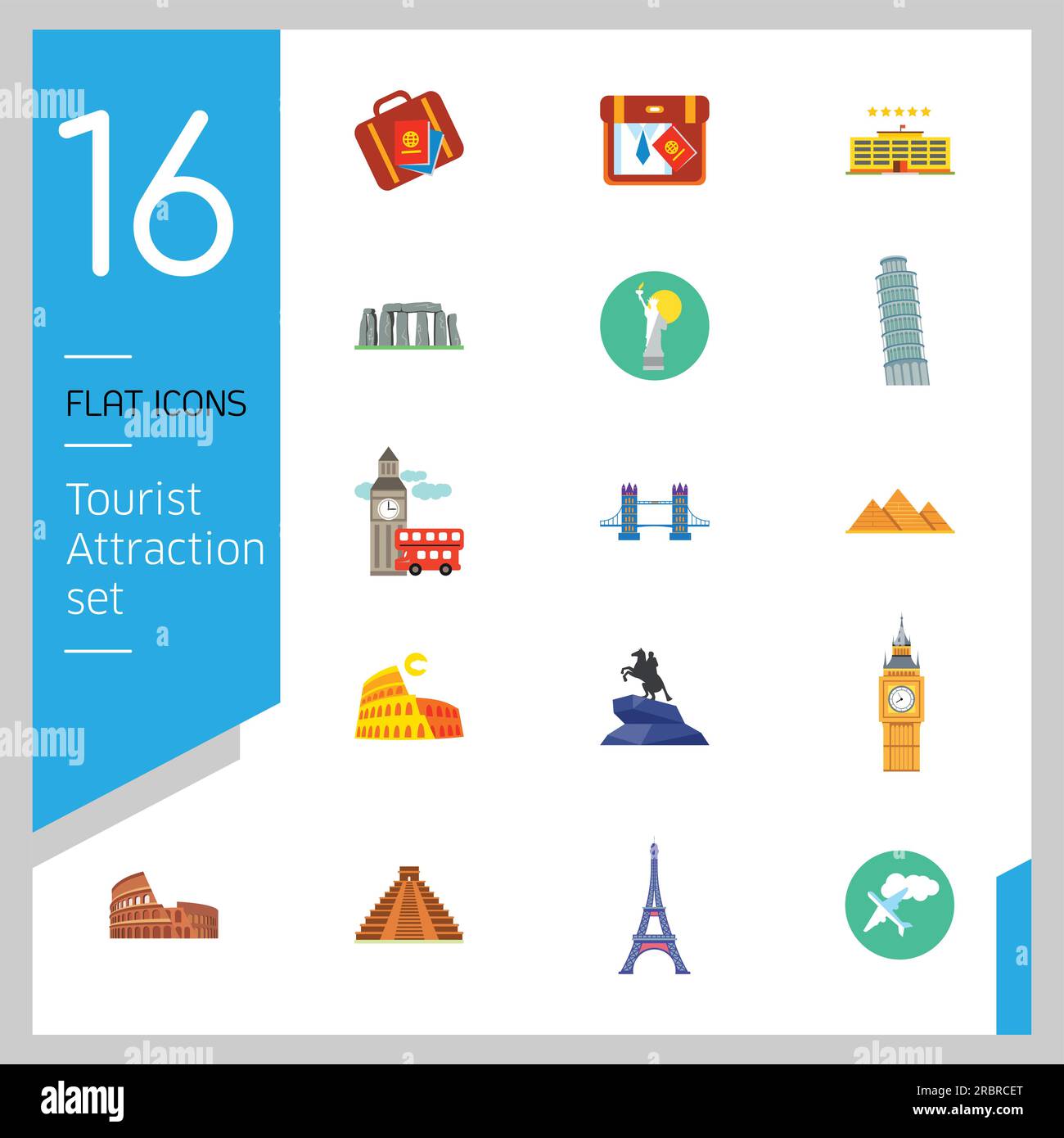 Tourist Attraction Icons Set Stock Vector Image & Art - Alamy