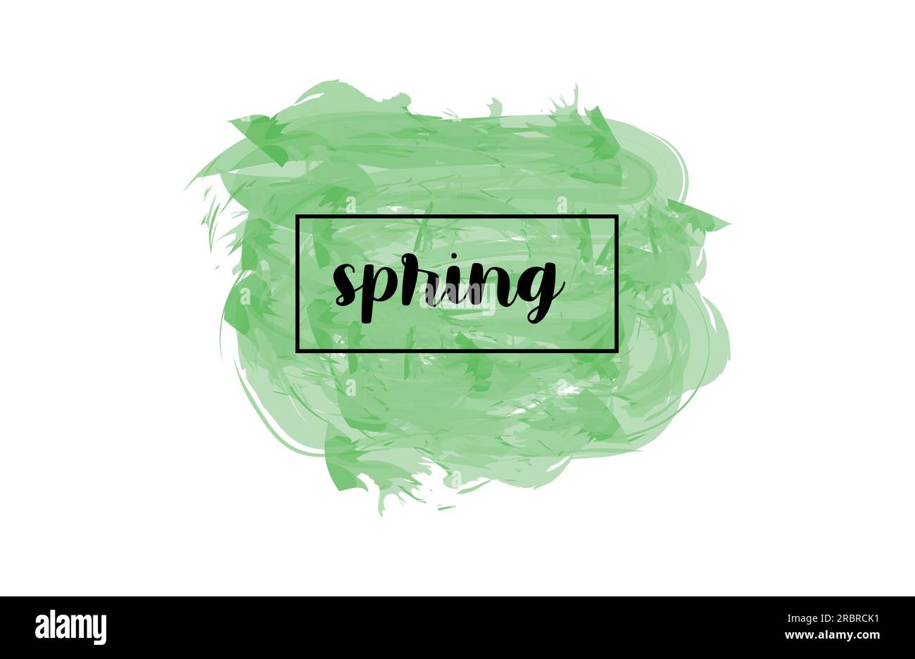Spring green watercolor lettering design. Fresh concept frame for ...