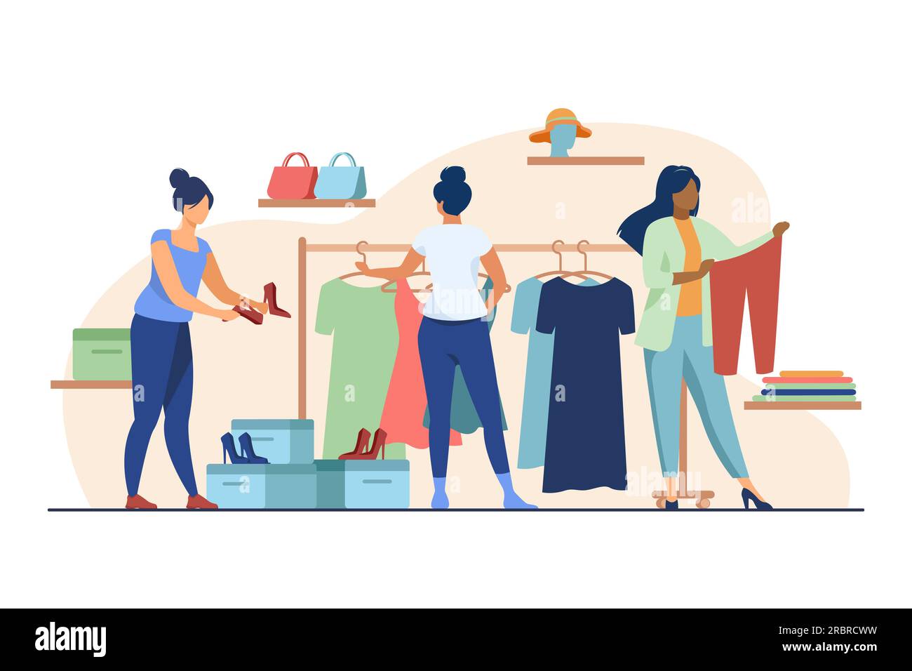 Women choosing clothes in apparel store Stock Vector Image & Art - Alamy