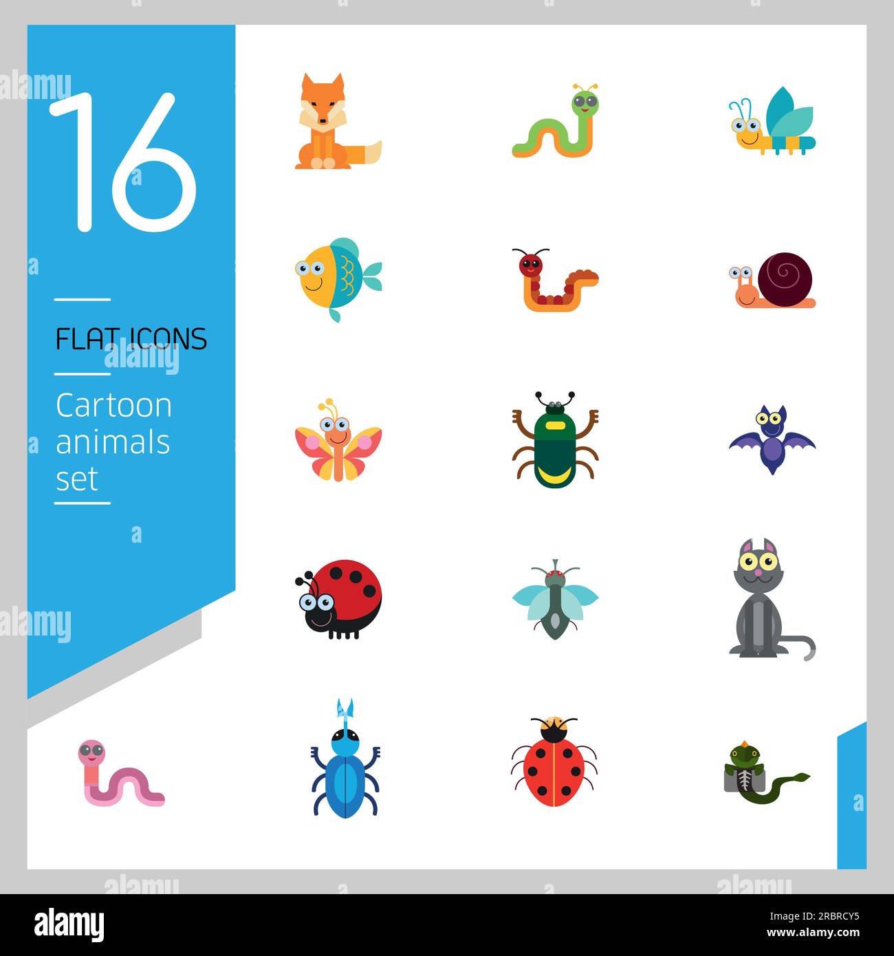 Cartoon animals icons set Stock Vector Image & Art - Alamy